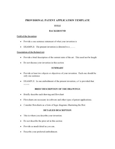 39 Provisional Patent Application Templates (Free) ᐅ TemplateLab