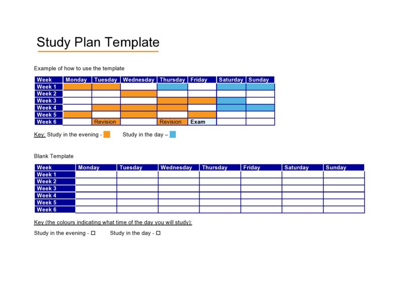 42 Useful Study Plan Templates (Word / Excel) ᐅ TemplateLab