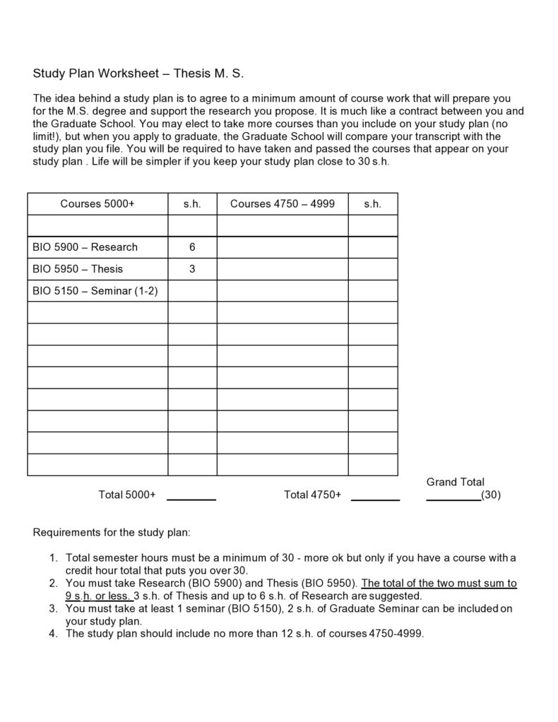 42 Useful Study Plan Templates (Word / Excel) ᐅ TemplateLab