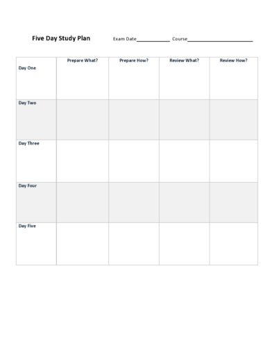 42 Useful Study Plan Templates (Word / Excel) ᐅ TemplateLab