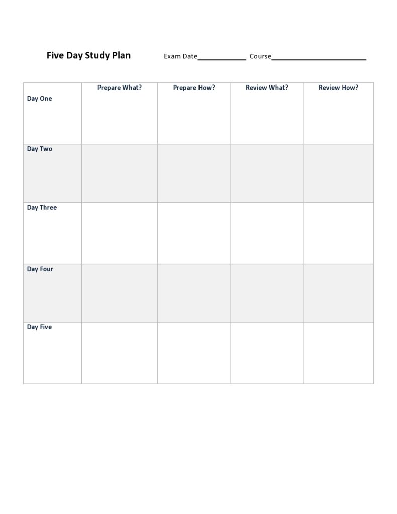 42 Useful Study Plan Templates (Word / Excel) ᐅ TemplateLab