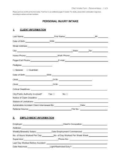 56 Printable Client Intake Forms (FREE Templates) ᐅ TemplateLab