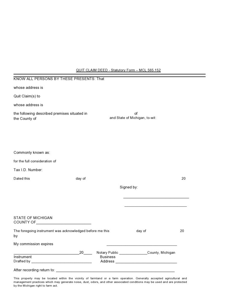 41 Free Quitclaim Deed Forms & Templates ᐅ TemplateLab