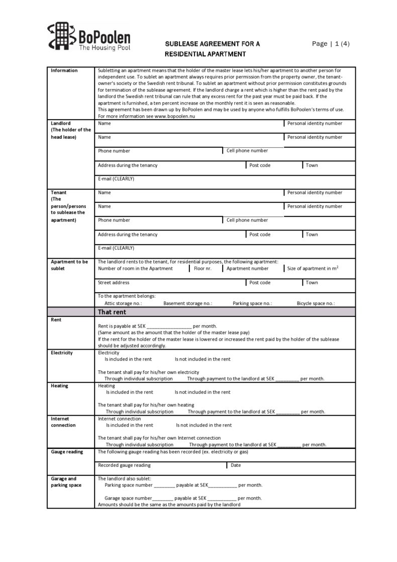 35 Free Sublease Agreement Templates & Forms [Word, PDF]