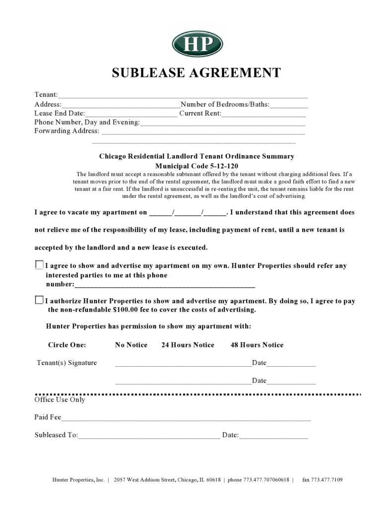 37 Professional Sublease Agreement Templates & Forms ᐅ TemplateLab