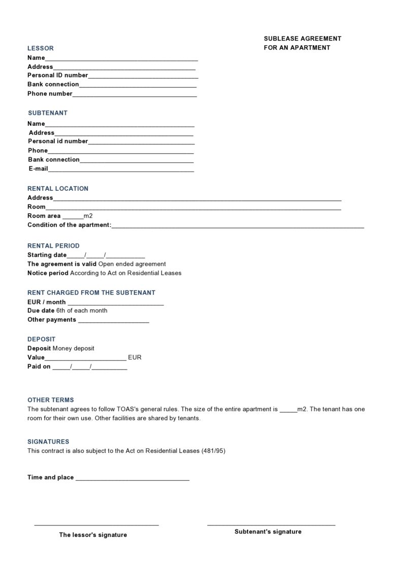 35 Free Sublease Agreement Templates & Forms [Word, PDF]
