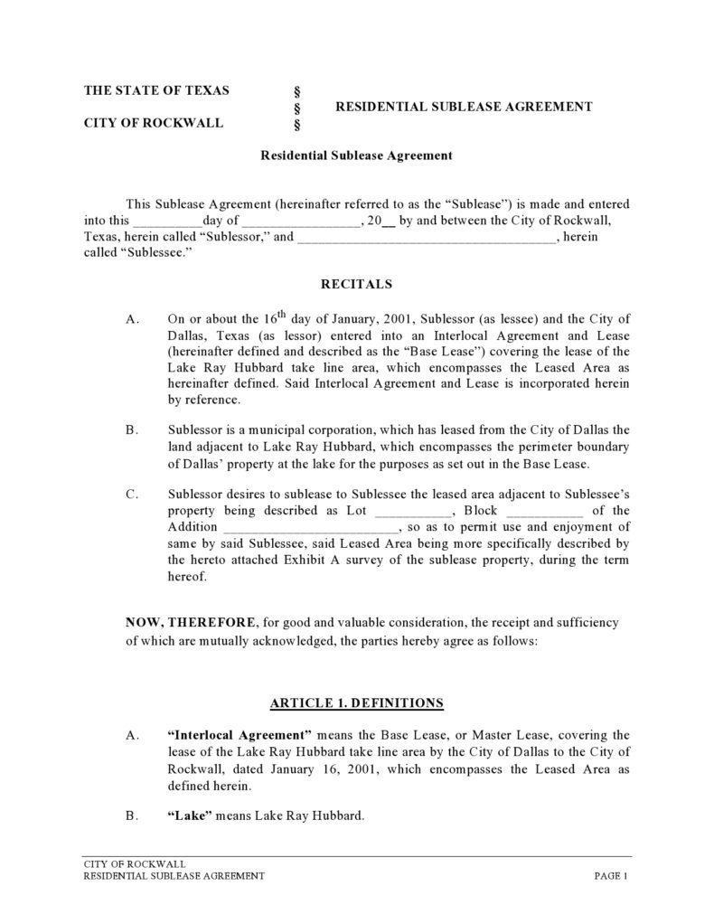 35 Free Sublease Agreement Templates & Forms [Word, PDF]