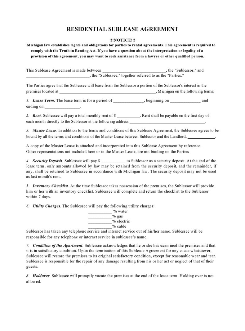 35 Free Sublease Agreement Templates & Forms [Word, PDF]