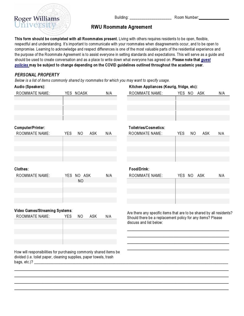 40+ Free Roommate Agreement Templates & Forms (Word, PDF)