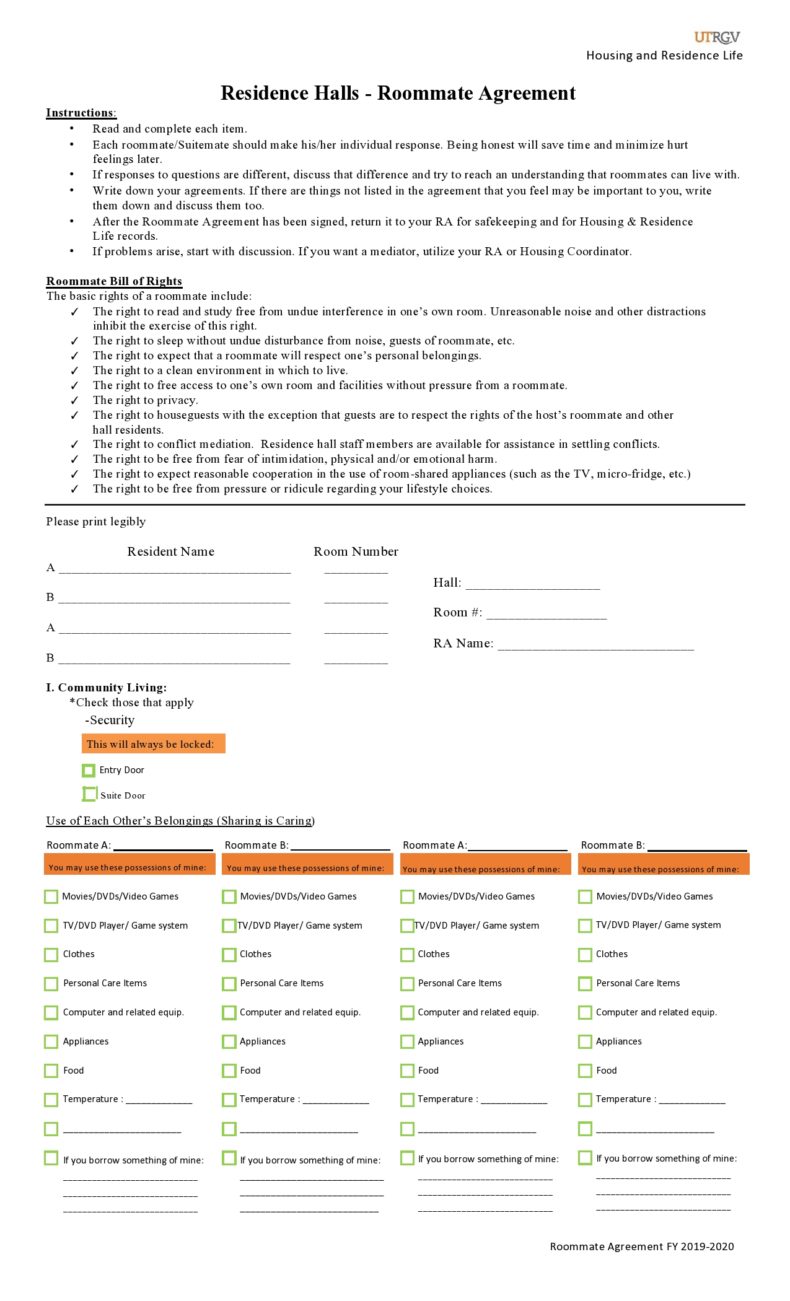 40+ Free Roommate Agreement Templates & Forms (Word, PDF)