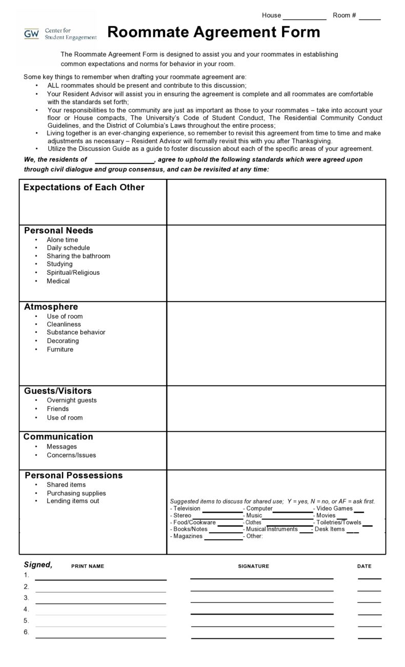 40+ Free Roommate Agreement Templates & Forms (Word, PDF)