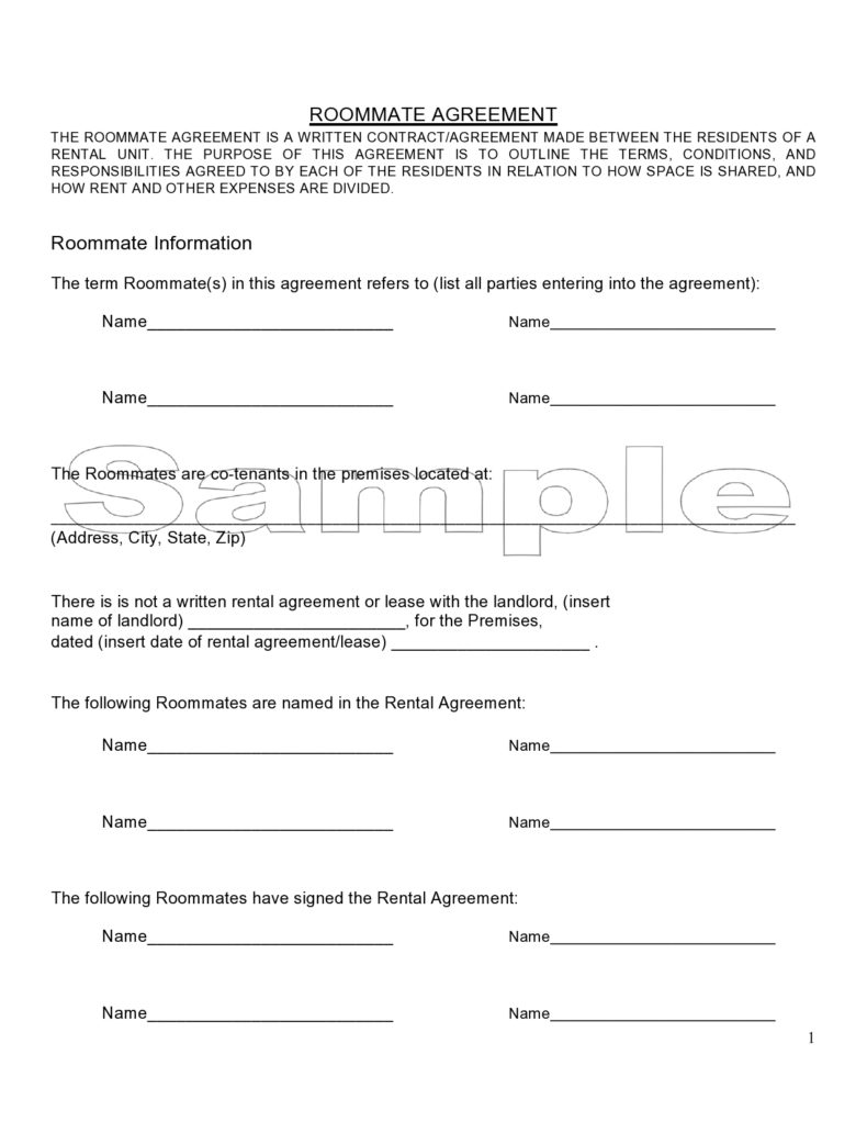 40+ Free Roommate Agreement Templates & Forms (Word, PDF)