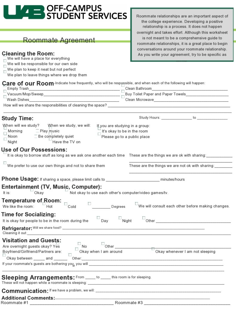 40+ Free Roommate Agreement Templates & Forms (Word, PDF)