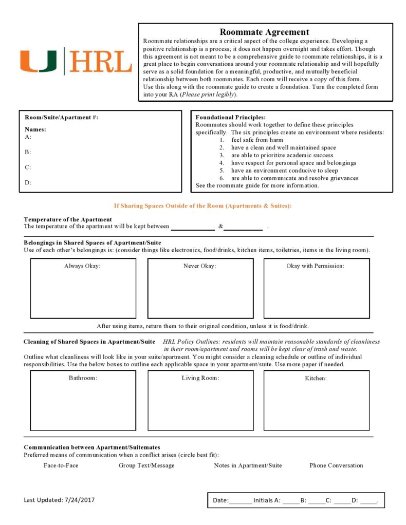 40+ Free Roommate Agreement Templates & Forms (Word, PDF)