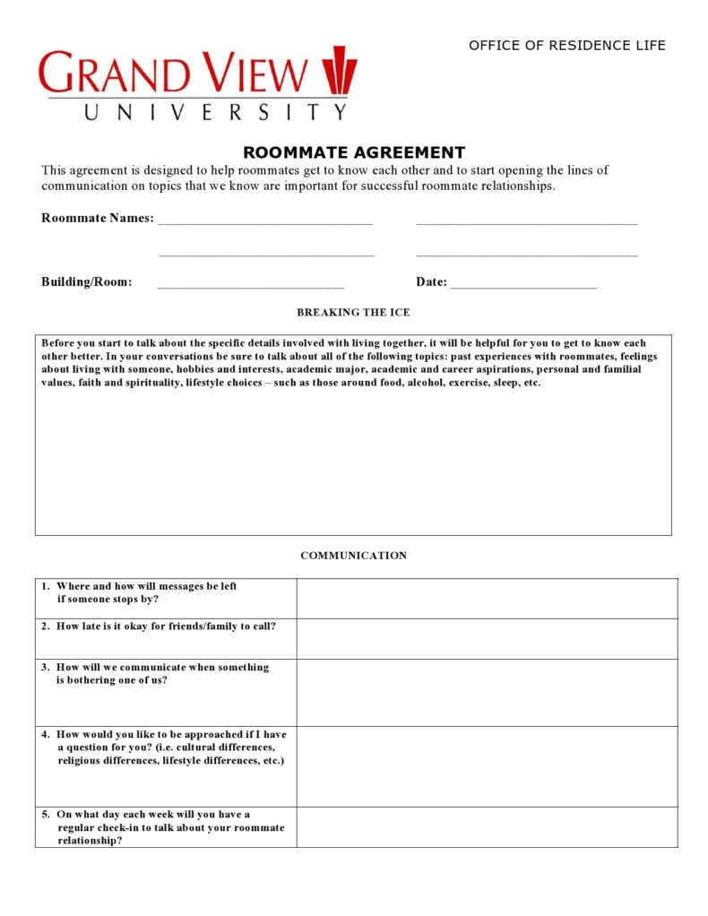 40+ Free Roommate Agreement Templates & Forms (Word, PDF)