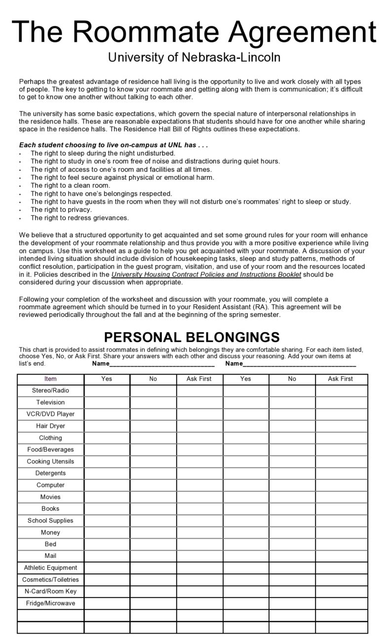 40+ Free Roommate Agreement Templates & Forms (Word, PDF)