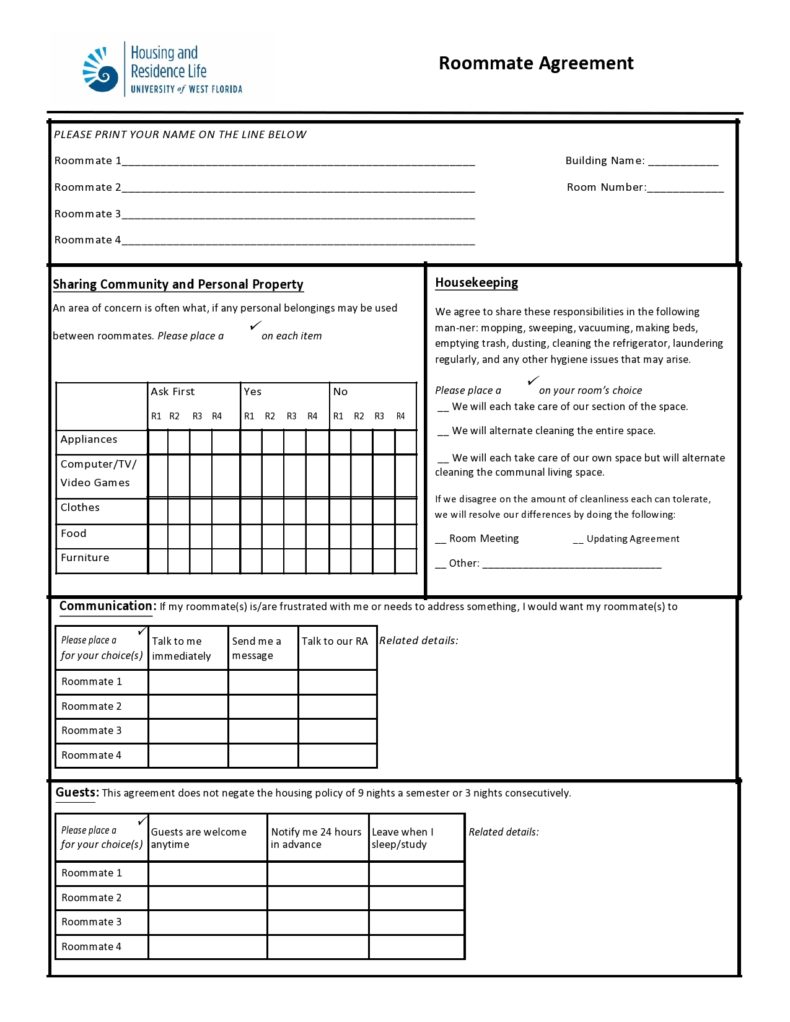 40+ Free Roommate Agreement Templates & Forms (Word, PDF)