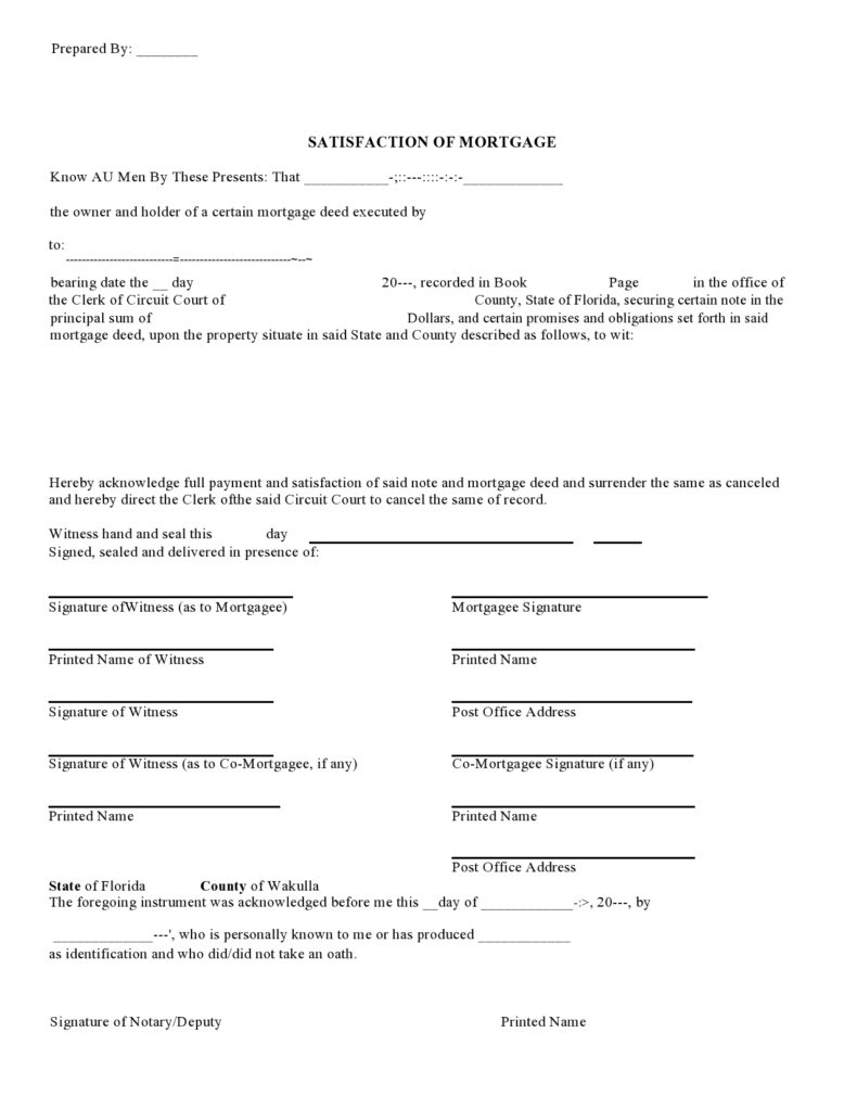 39 Free Satisfactions Of Mortgage Forms (& Letters)