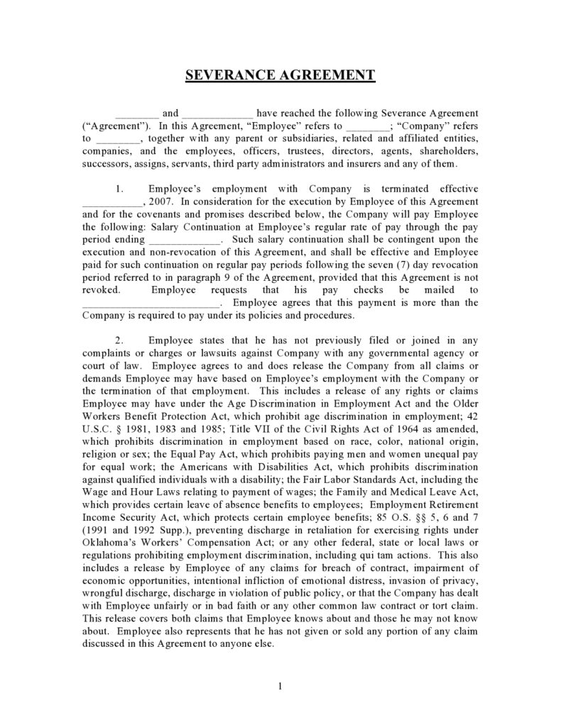 39 Best Severance Agreement Templates (+Examples)