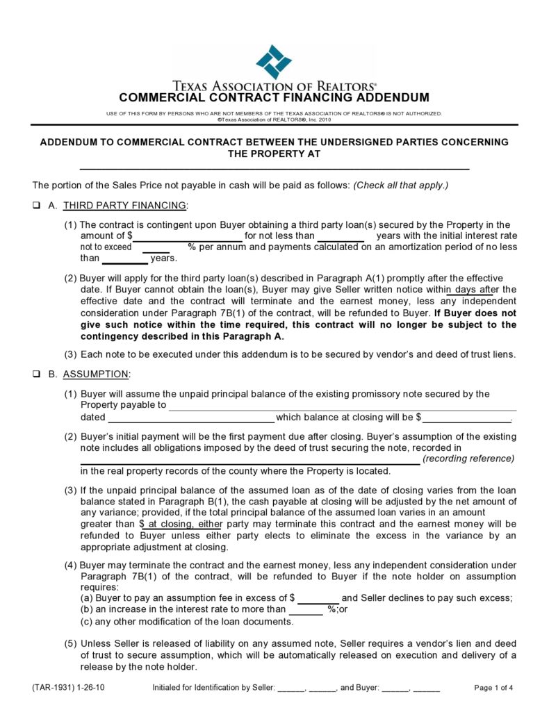 26 Third Party Financing Addendum Examples ᐅ TemplateLab