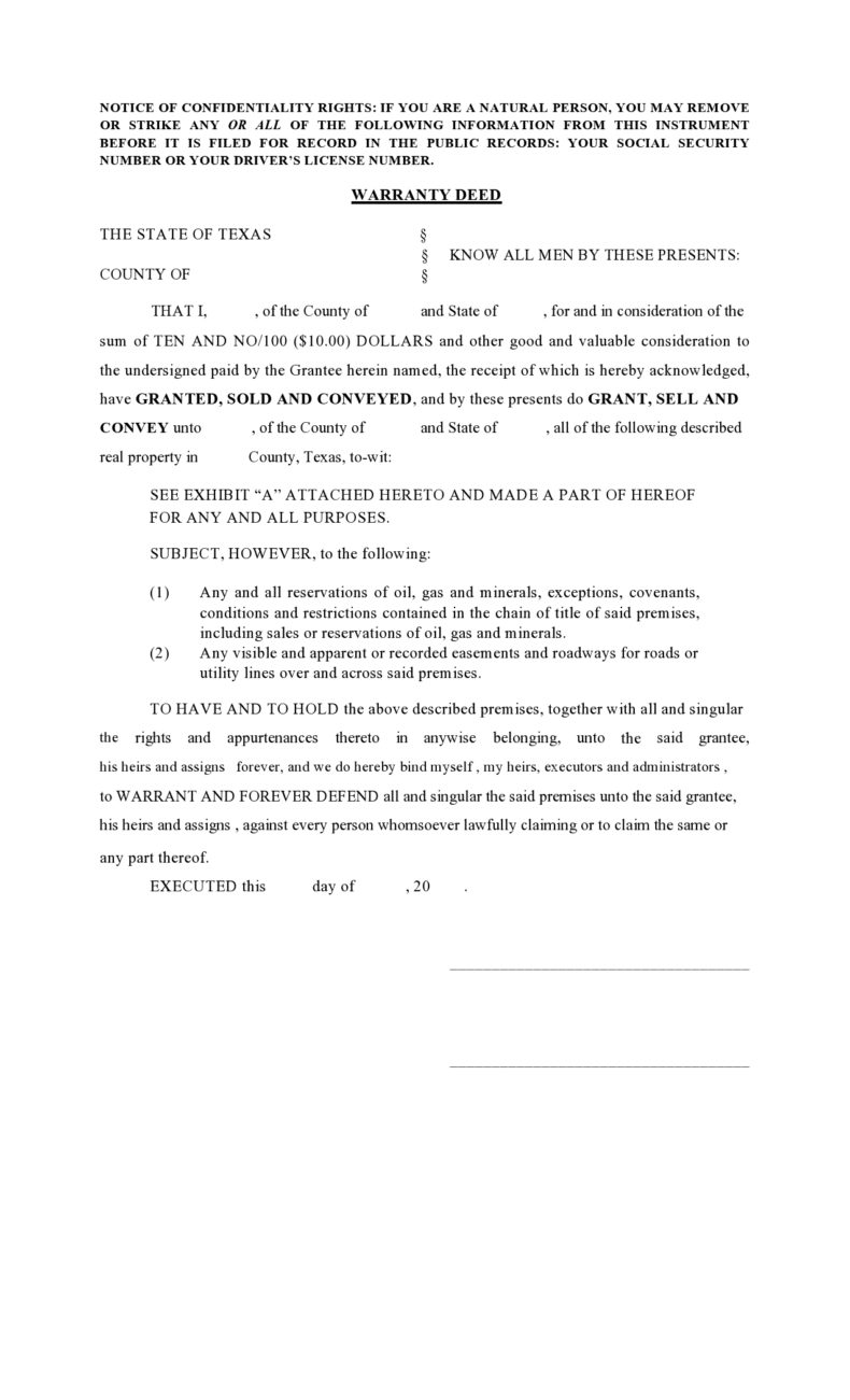 38 Warranty Deed Templates & Forms (General, Special)