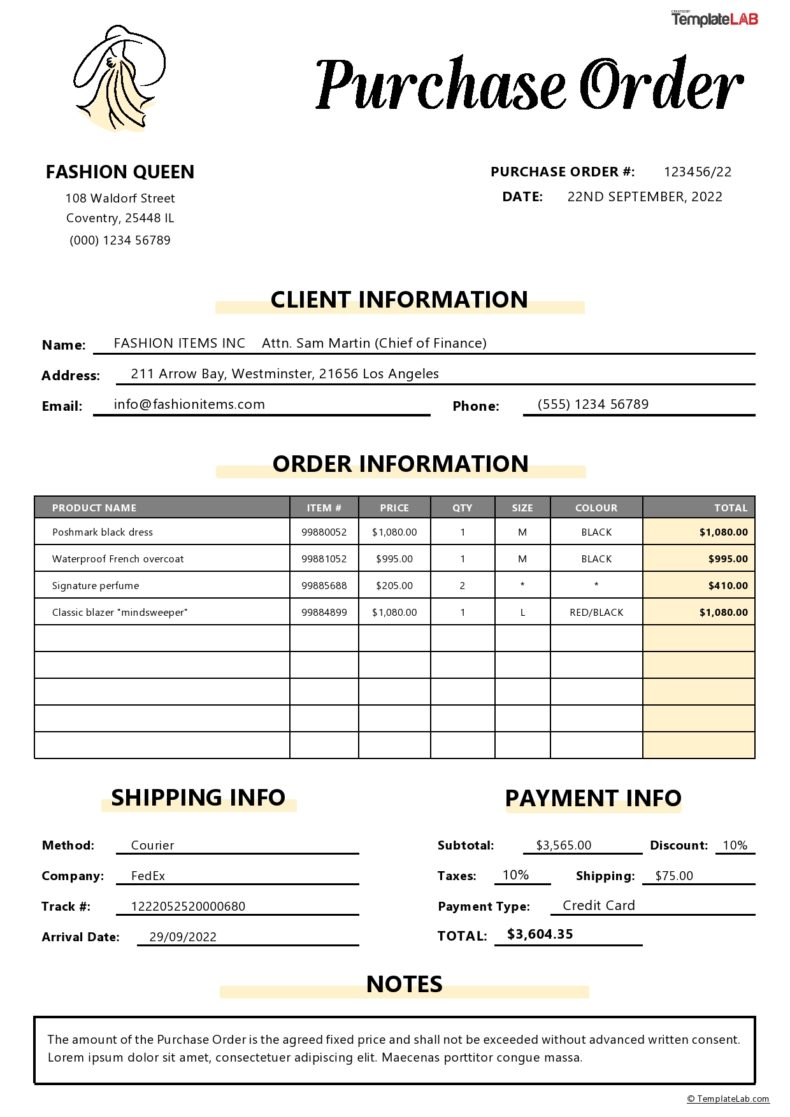 18 Free Purchase Order Templates [in Word, Excel, PDF]