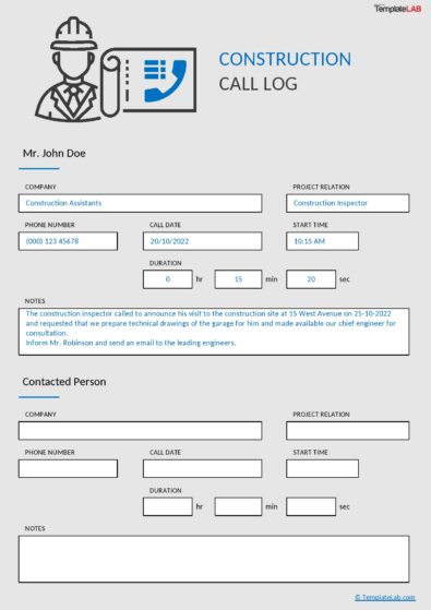 20+ Printable Call Log Templates [Word,Excel,PDF] - TemplateLab