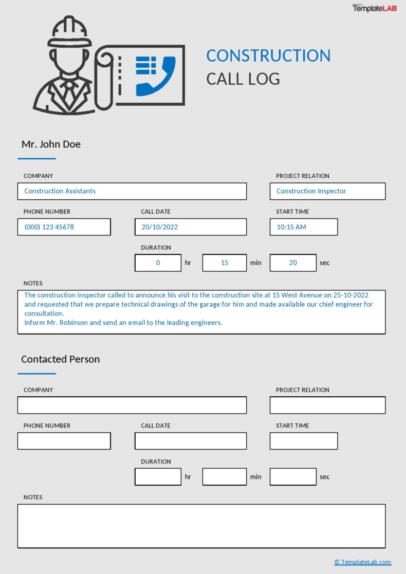 20+ Printable Call Log Templates [Word,Excel,PDF] - TemplateLab