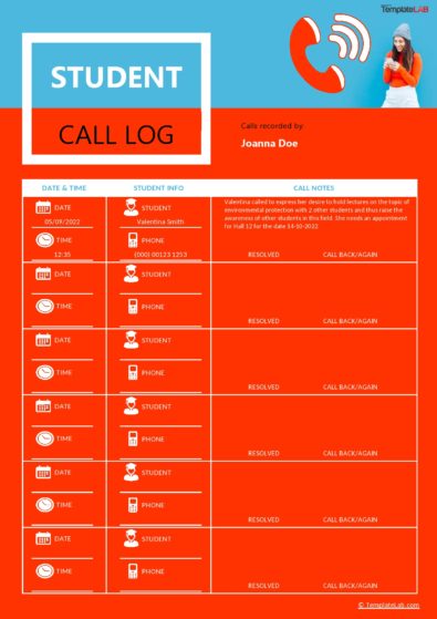 20+ Printable Call Log Templates [Word,Excel,PDF] - TemplateLab