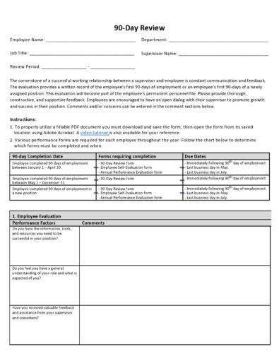 90 Day Review Templates (& Printable Examples) ᐅ TemplateLab