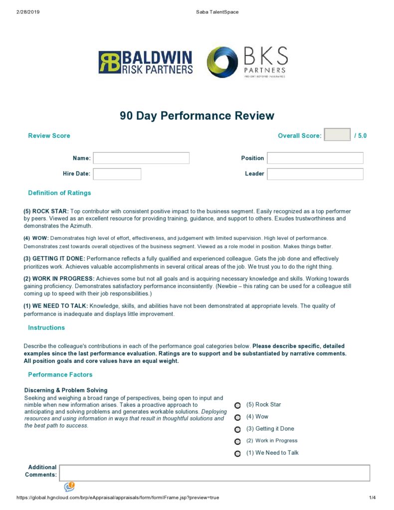 90 Day Review Templates (& Printable Examples) ᐅ TemplateLab