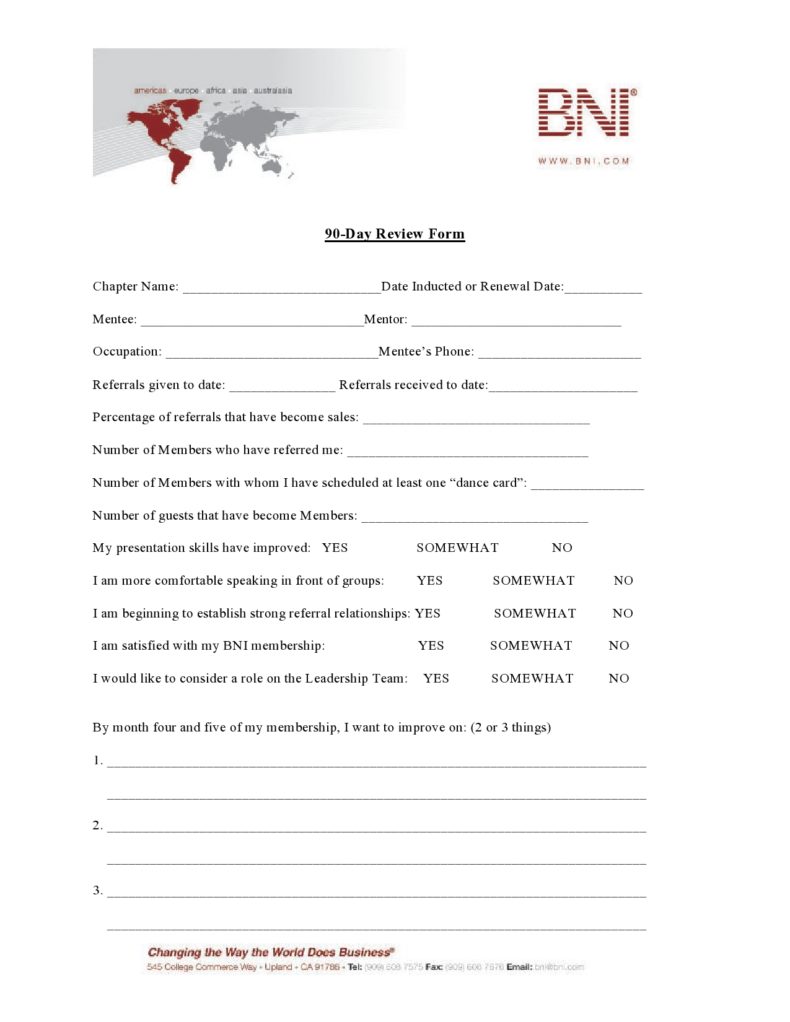 90 Day Review Templates (& Printable Examples) ᐅ TemplateLab