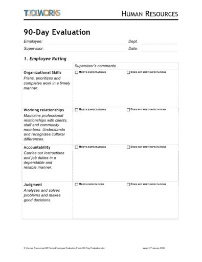 90 Day Review Templates (& Printable Examples) ᐅ TemplateLab