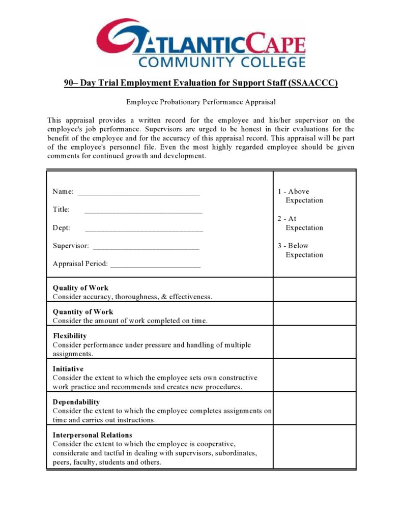 90 Day Review Templates (& Printable Examples) ᐅ TemplateLab