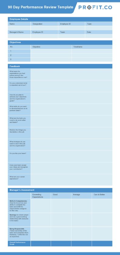 90 Day Review Templates (& Printable Examples) ᐅ TemplateLab