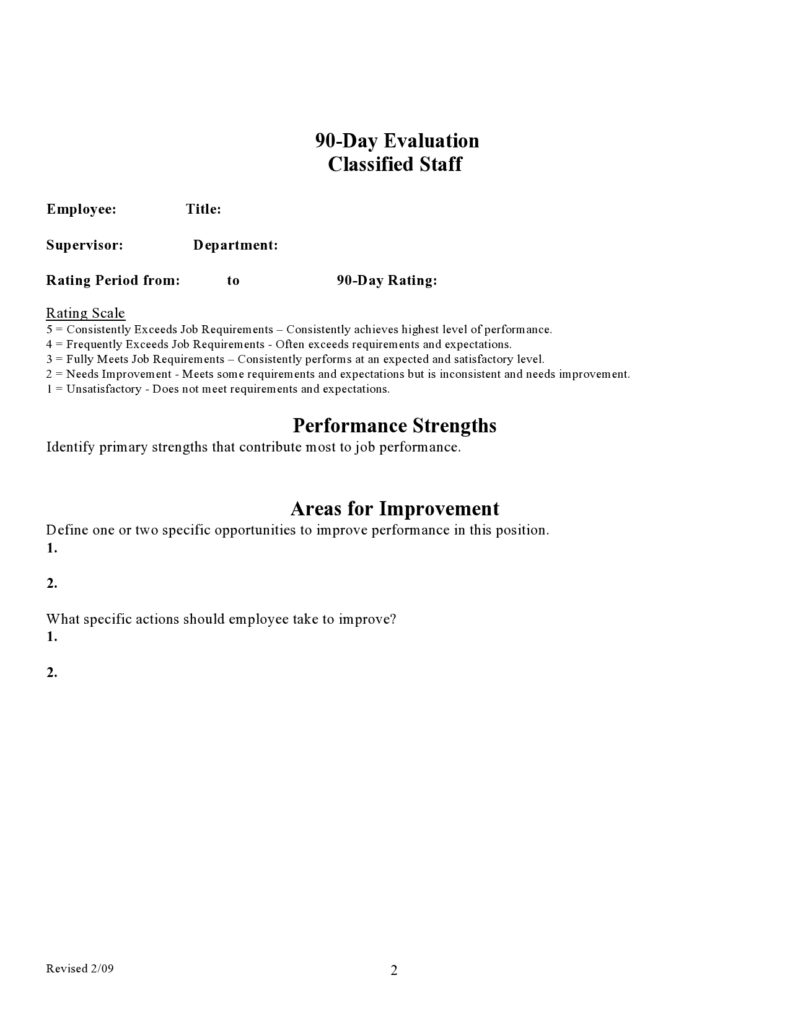 90 Day Review Templates (& Printable Examples) ᐅ TemplateLab