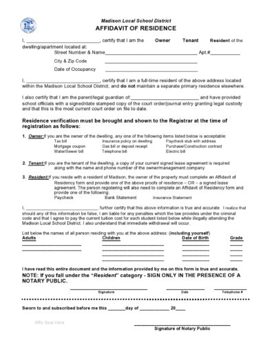 40 Free Affidavits of Residence (Affidavit of Address) Samples