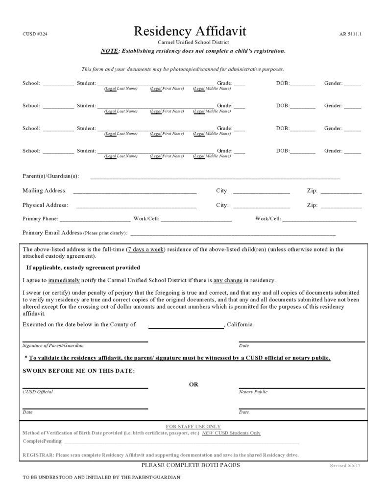 40 Free Affidavits of Residence (Affidavit of Address) Samples