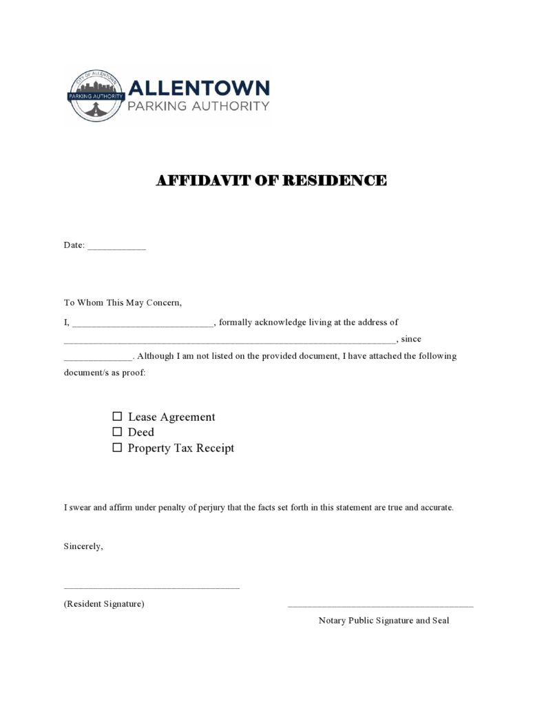 40 Free Affidavits of Residence (Affidavit of Address) Samples