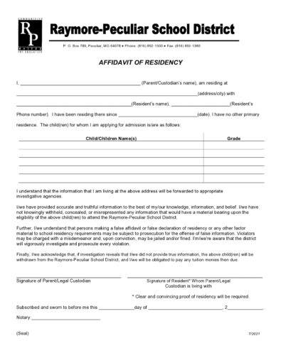 40 Free Affidavits of Residence (Affidavit of Address) Samples