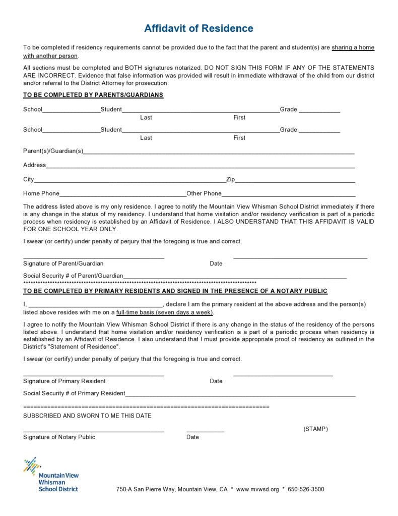 40 Free Affidavits of Residence (Affidavit of Address) Samples