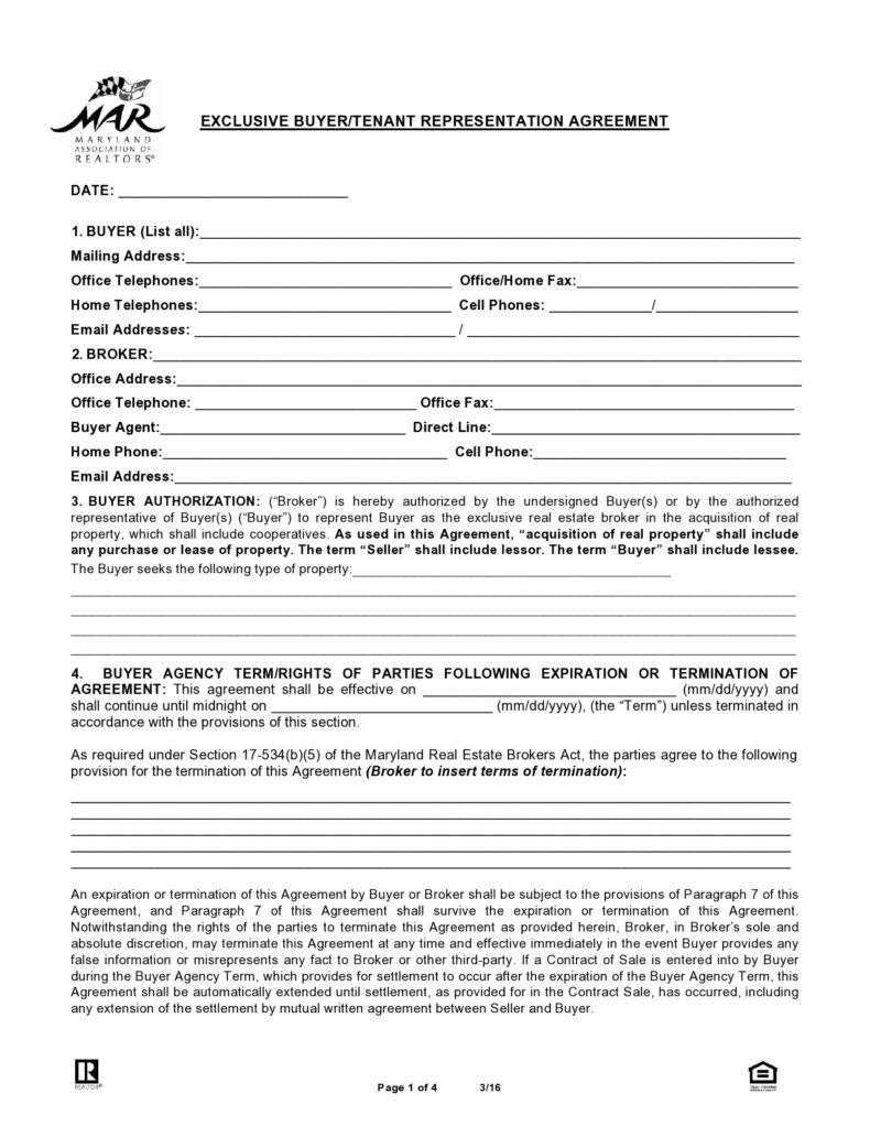 40 Exclusive Buyer Agency Agreements (& Forms) ᐅ TemplateLab