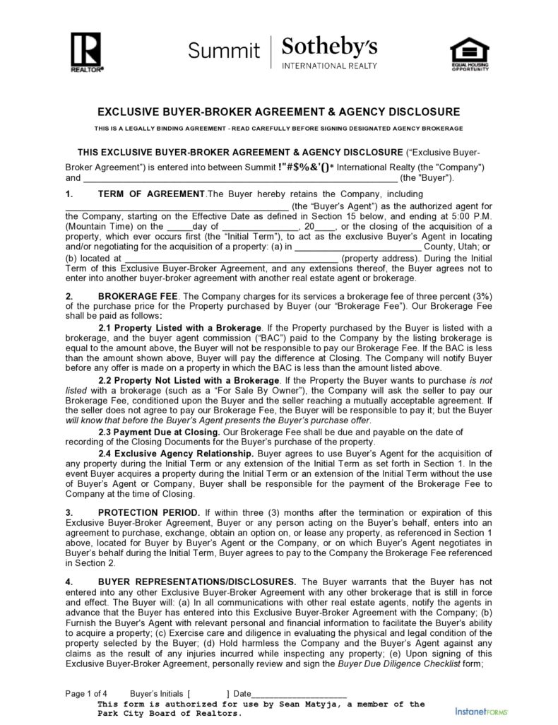 40 Exclusive Buyer Agency Agreements (& Forms) ᐅ TemplateLab