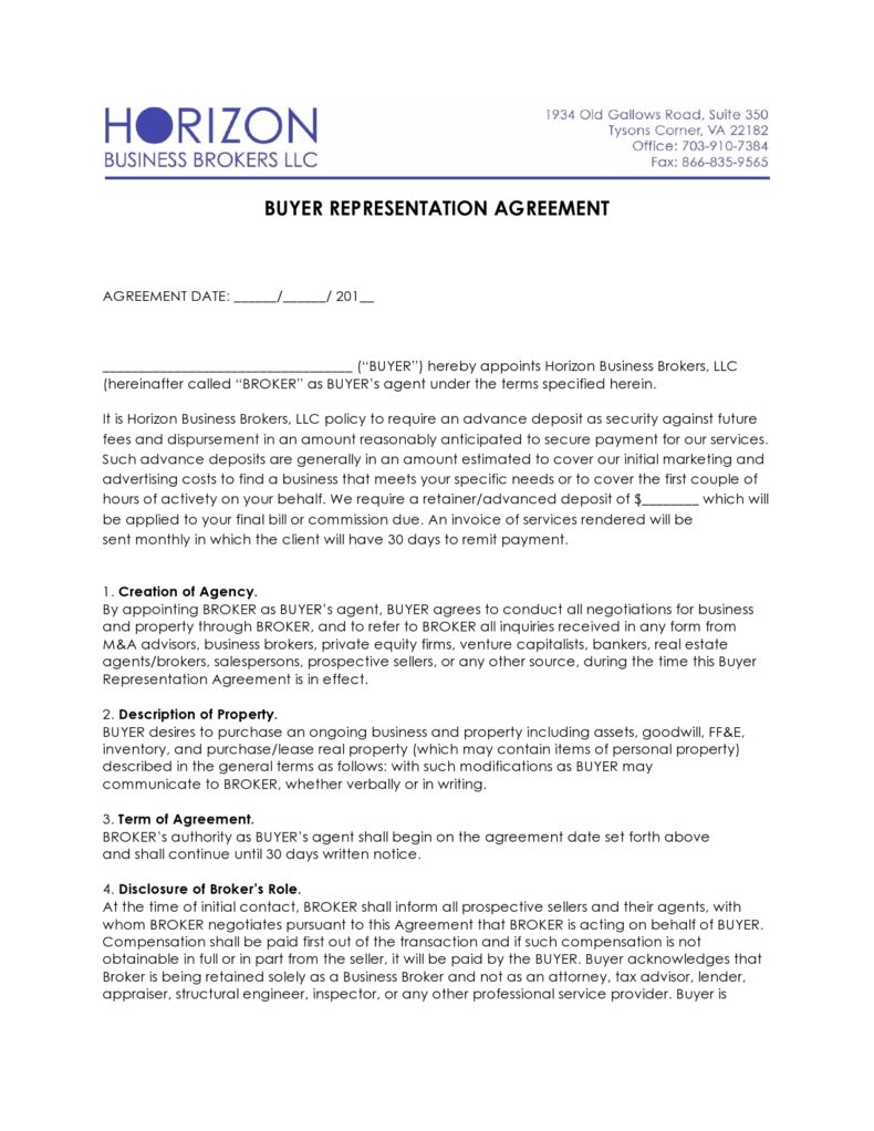 40 Exclusive Buyer Agency Agreements (& Forms) ᐅ TemplateLab