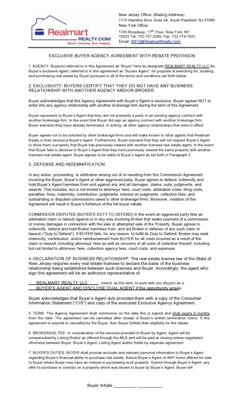 40 Exclusive Buyer Agency Agreements (& Forms) ᐅ TemplateLab