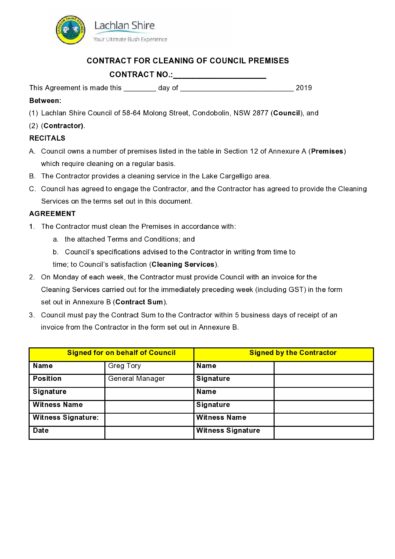 41 Printable Cleaning Contract Templates (100% Free)