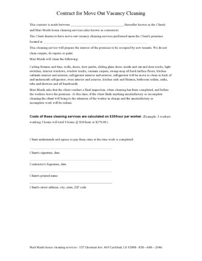 41 Printable Cleaning Contract Templates (100% Free)