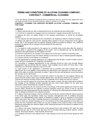 41 Printable Cleaning Contract Templates (100% Free)