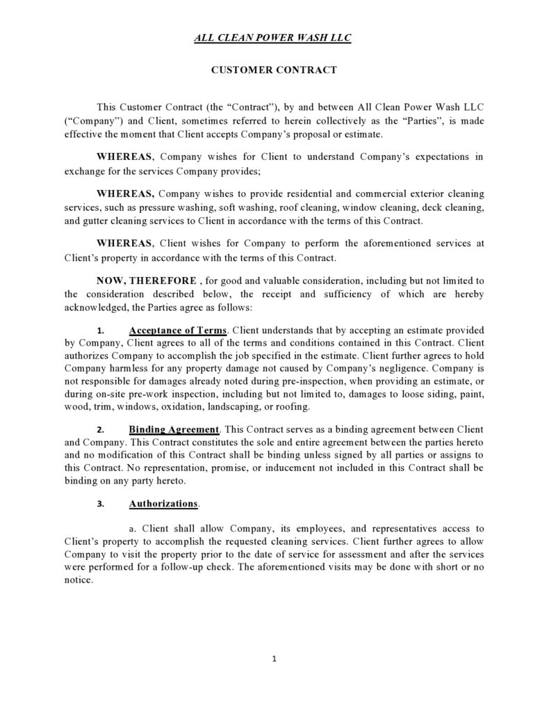 41 Printable Cleaning Contract Templates (100% Free)