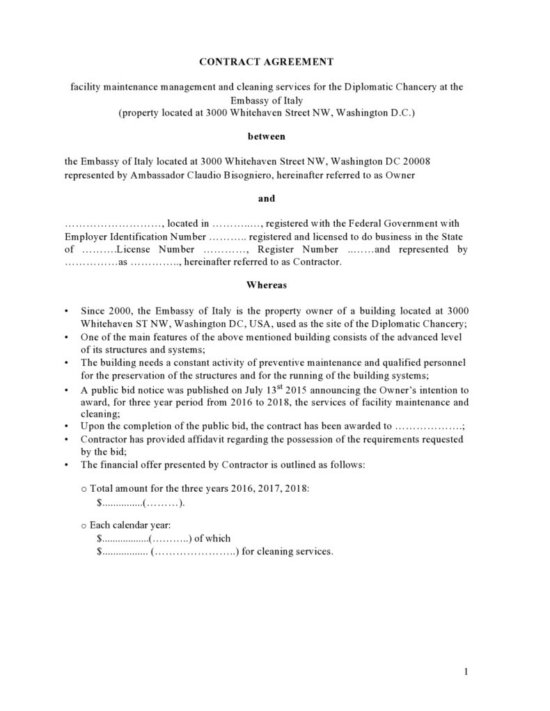 41 Printable Cleaning Contract Templates (100% Free)